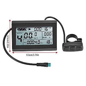MAGT Bicycle Display Meter, Electric Bicycle LCD Display Meter KT-LCD3 3.74 x 2.56 Inch Plastic Electric Bicycle Conversion Kit with Connector