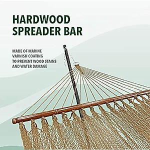 Project One 10FT Polyester Soft-Spun Rope Hammock, 51inch Large Double Wide Two Person with Spreader Bars - for Outdoor Patio, Yard, and Porch (Tan)