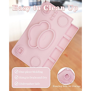 Silicone Placemats for Toddlers, Hitseon Reusable Food Grade Silicone Toddler Placemat with Suction Cups for Kids, Folding Baby Food Mat with 2 Straps for Home Travel, Dishwasher Safe (Gray)