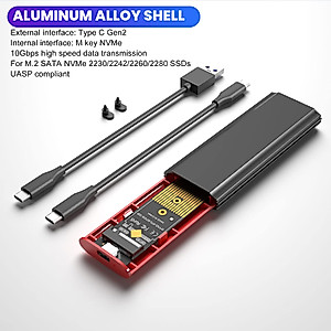 M.2 NVME SSD Enclosure, Ultrathin M.2 SSD Enclosure for 2280 SSDs Black