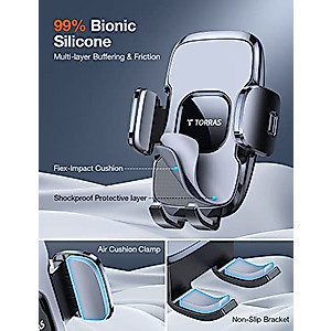 TORRAS [Full Protection Vent Phone Holder for Car [Vertical & Circle Vent Friendly] Stable Phone Mount Holder 2 in 1 Strong Clamp Air Vent Holder fits for iPhone 14 13 12 PM &Samsung 22 21 Ultra