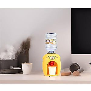 LUOZZY 2Pcs Mini Water Dispenser for Kids Cartoon Pig Dog Kids Water Machine Drinking Water Fountains Toys - Pink + Yellow