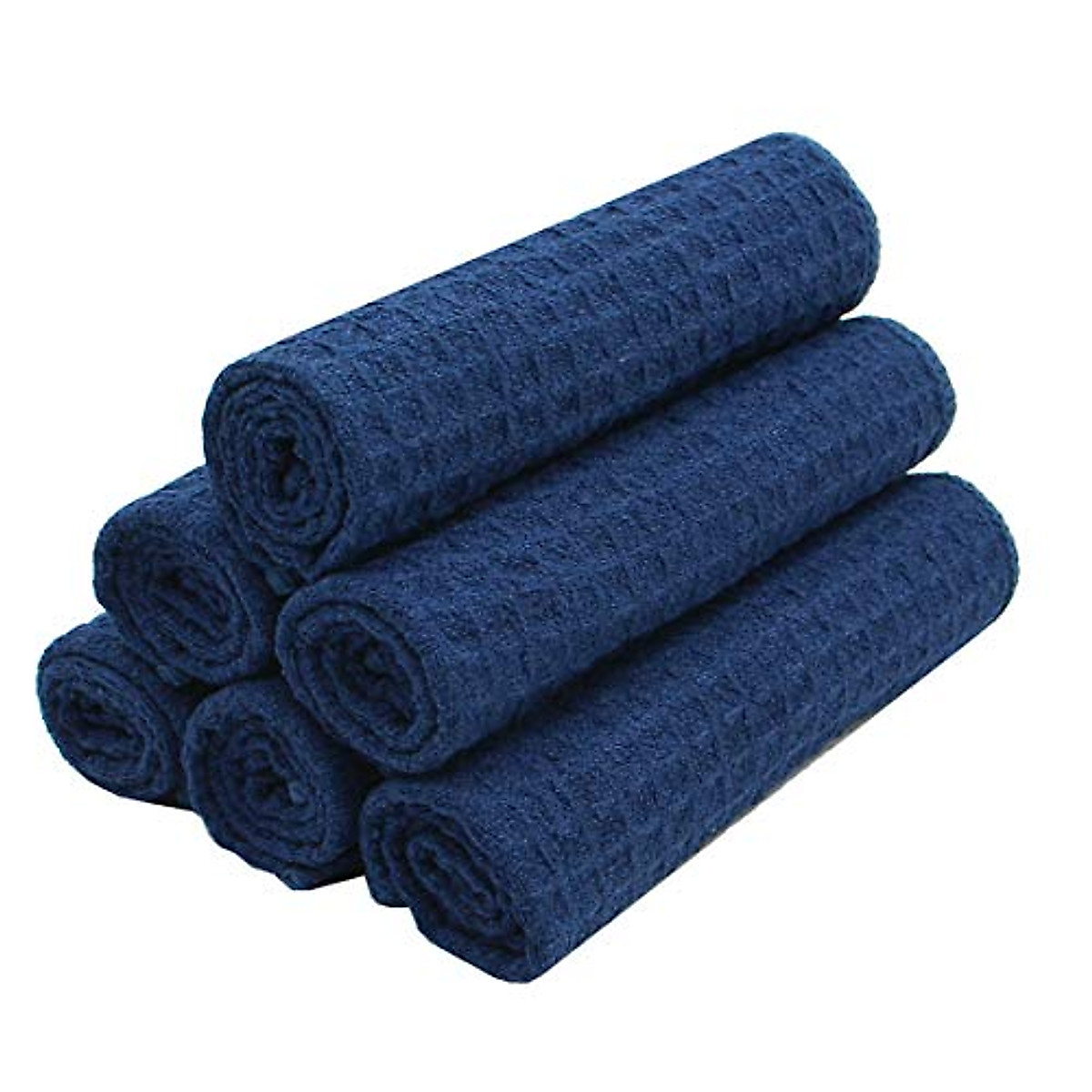 VeraSong Microfiber Kitchen Cleaning Cloth Thick Dish Rags Waffle Weave Washcloths Dish Cloths Ultra Absorbent Odor Free 12inch X 12inch 6 Pack Navy Blue