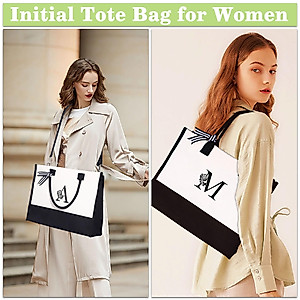 YOOLIFE Gifts for Women, Birthday Gifts for Women, Teacher Gifts, Birthday Gifts for Her Friend Teacher Mom Sister, Gifts for Women, Wife Gift, M Initial Tote Bag