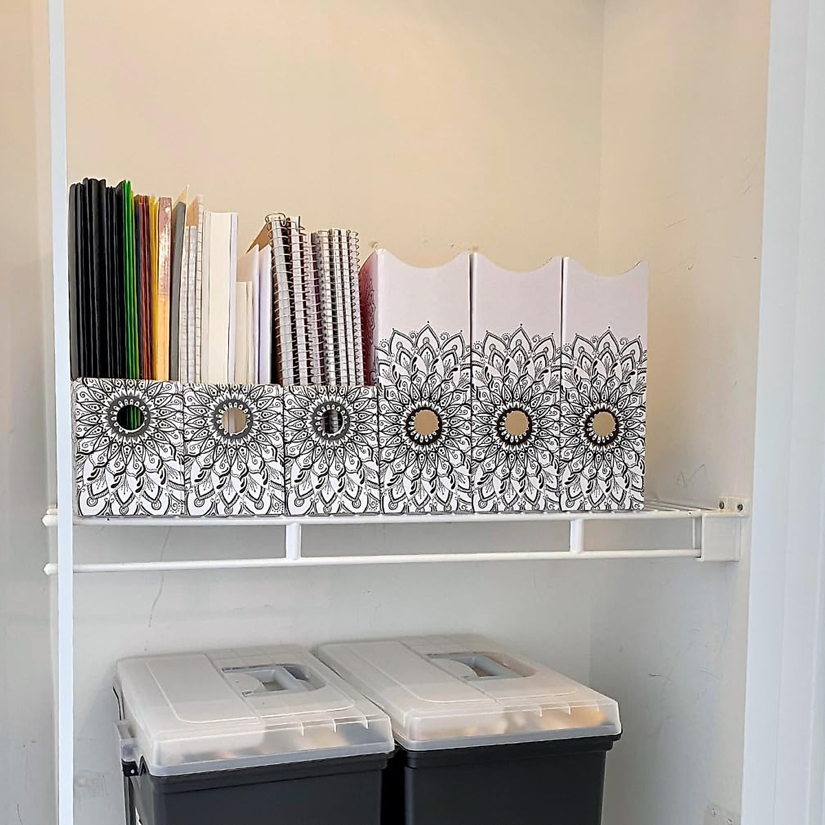 Evelots 6 Pack Magazine File Holder/Organizer-4 Inch Wide-Mandala-With Labels