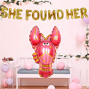 Geloar SHE Found HER Lobster Balloons Banner for Friends TV Show Theme Bridal Shower Bachelorette Bride to Be Wedding Engagement Final Fiesta Rachel Monica Hen Party Supplies Decorations (Gold)