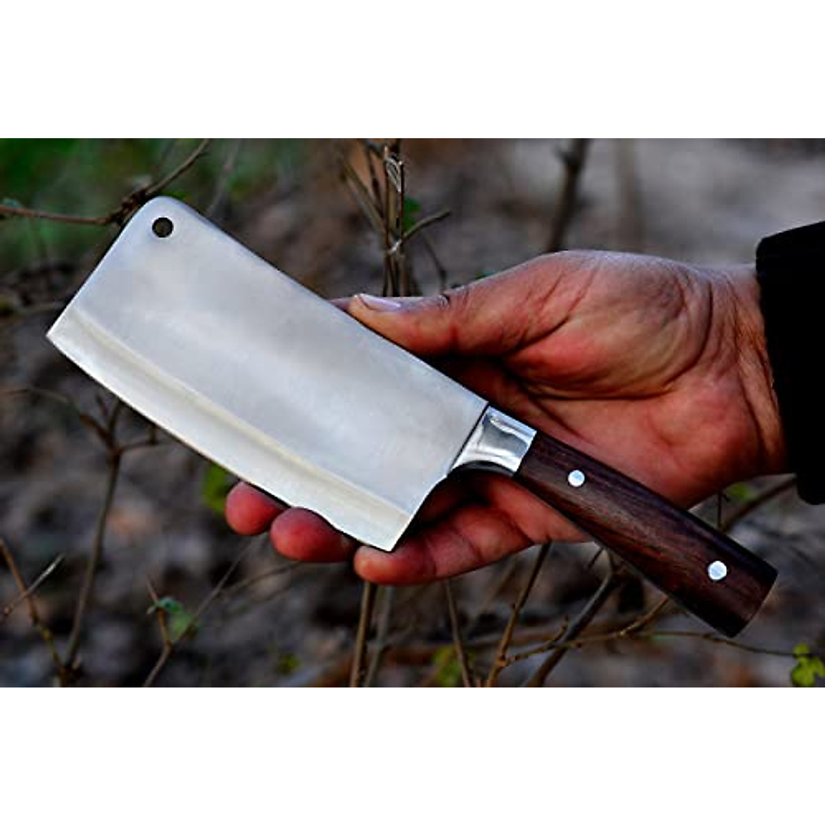ALZAFASH Meat Cleaver with Knife Sharpener