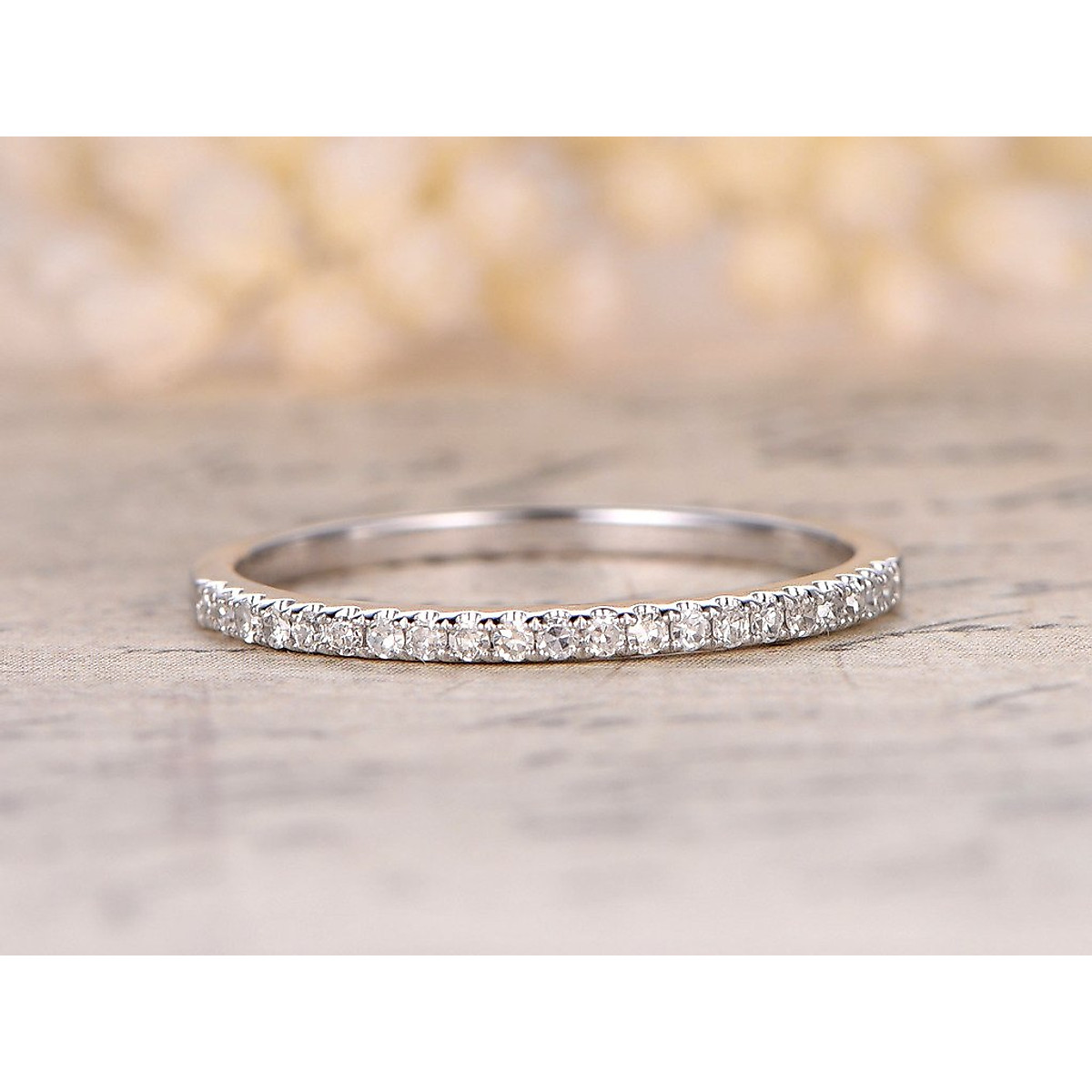 3pcs Engagement Ring Set,7x9mm Emerald Cut Pink Morganite 14k White Gold Diamond Stacking Matching Band