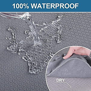 Smiry Waterproof Seat Covers for Dining Room Chairs Set of 2, Stretch Jacquard Removable Washable Chair Seat Slipcovers Protector, No Rear Covers, Grey