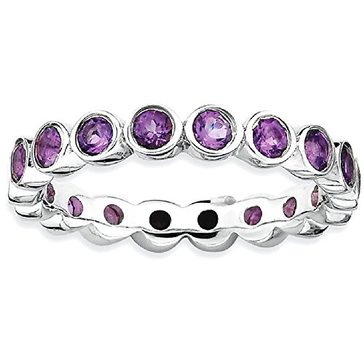 IceCarats 925 Sterling Silver Purple Amethyst Stackable Ring Gemstone Band February Birthstone Jewelry Size 10.00