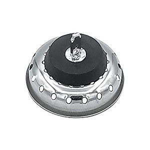 Replacement Kitchen Sink Stainless Steel Basket Strainer with Prong and Rubber Stopper, Universal Fit, 3-1/2 Inch Chrome
