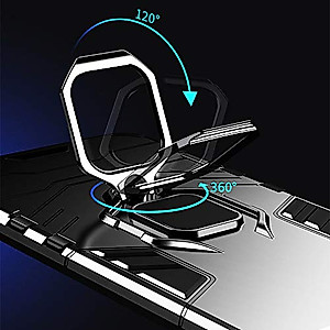 FaDream for Xiaomi Redmi 9 Case, Rugged Shockproof Dual Layer Heavy Duty Protective Kickstand Cover with [2 Pack] Tempered Glass Screen Protector (Black)