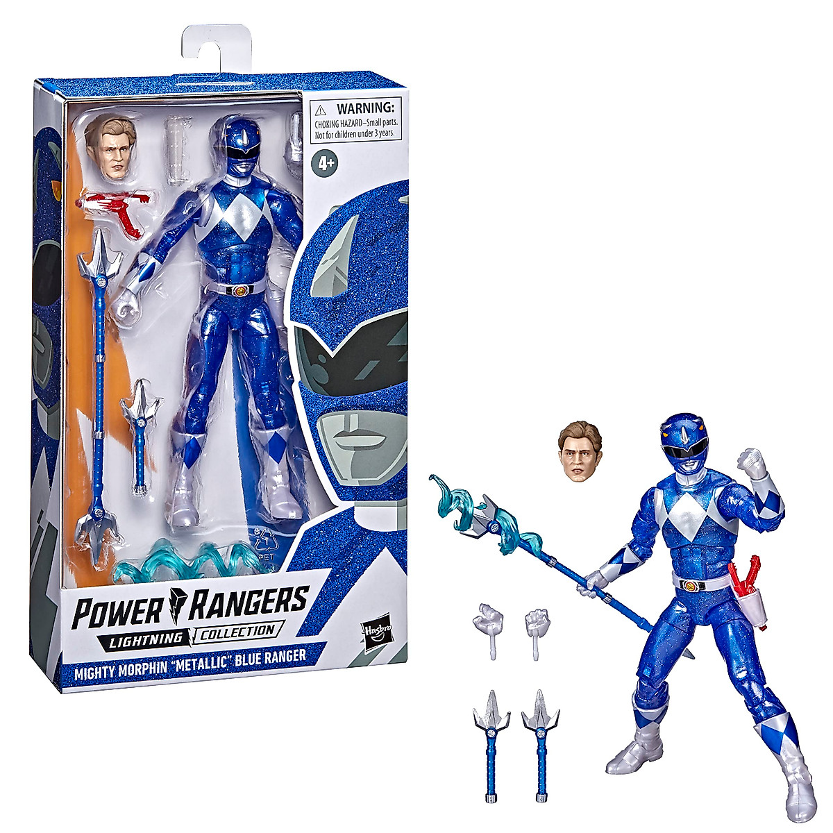 Power Rangers Lightning Collection 6-Inch Mighty Morphin Metallic Blue Ranger Collectible Action Figure Toy with Accessories F2353
