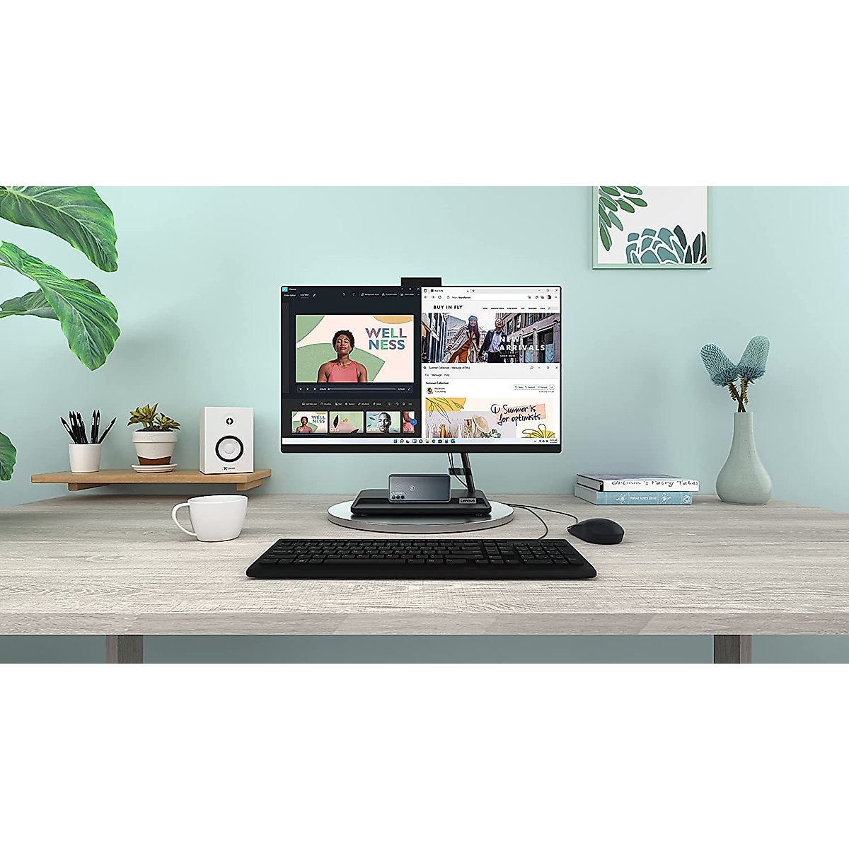 Lenovo 2024 IdeaCenter 22" FHD WVA AIO Desktop Intel 10-Core i3-1220P Intel UHD Graphics 8GB DDR4 256GB NVMe SSD WiFi AX Bluetooth HDMI Webcam RJ-45 Wireless KB Mouse Windows 11 Pro w/RE USB