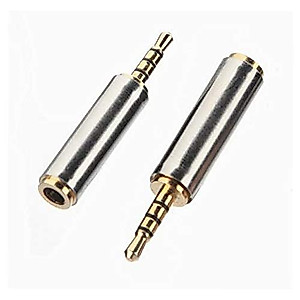 2pack Gold Plated Stereo Audio Headphone Adapter Converter Jack (2.5mm Male to 3.5mm Female, Silver)