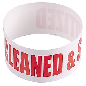"Cleaned & SANITIZED" 7" X 1" Hospital Approved Adhesive Safety Seal Tags - 250 Per Pack