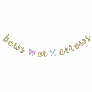 Gold Bows or Arrows Banner Gender Reveal Party Paper Sign Decorations
