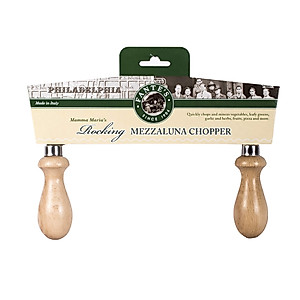 Fantes Mezzaluna Rocking Chopper, Stainless Steel Blade with Beechwood Handles, 9.5-Inch Blade, The Italian Market Original since 1906