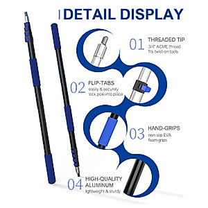 SKGPOLE 26FT+ Reach Light Bulb Changer for High Ceilings with 5-20 Foot Telescopic Extension Pole, Light Bulb Extension Pole Changer with Baskets and Suction Cup for High Ceilings and Recessed Lights