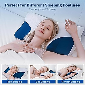 Neck Pillow Memory Foam Pillows - Cervical Neck Support Pillow for Pain Relief Contour Ergonomic Sleeping Pillow Orthopedic Bed Pillows for Side Back Stomach Sleepers, Washable Cover, Ideal Gift