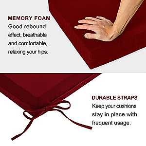 LOVTEX Outdoor Chair Cushions 18.5"x16"x3" Pack of 4, Patio Cushions for Outdoor Furniture, Water Resistant Square Corner Seat Cushions, Dark Red