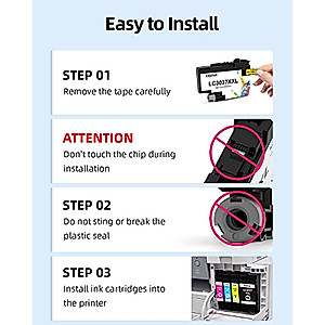 LC3037 BK/C/M/Y Ink Cartridges,High Yield,4 Pack,Replacement for Brother LC3037 XXL, Work with Brother MFC-J5945DW MFC-J6945DW MFC-J5845DWXL MFC-J6545DWXL Printer,LC3037BK, LC3039BK, LC3039