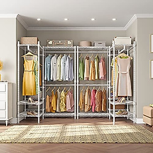 VIPEK L8i Basic Heavy Duty Garment Rack L-Shaped Wardrobe Space-Saving Corner Closet with Hanging Rod and Adjustable Shelves Freestanding Clothes Rack for Small Space, White