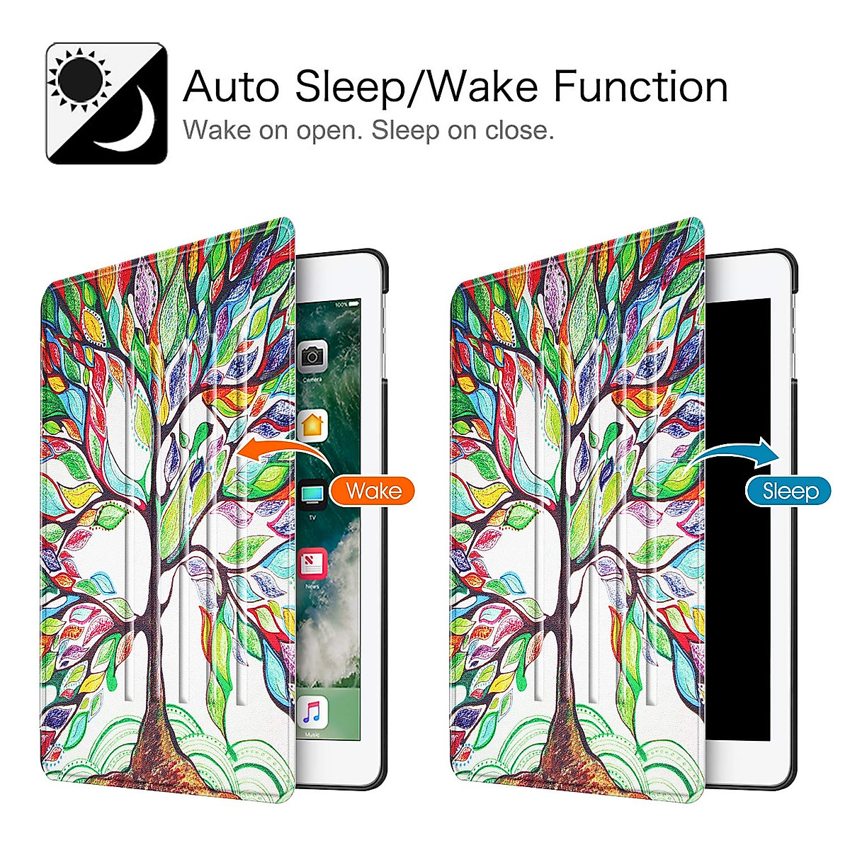 Fintie Case for iPad 6th / 5th Generation (9.7 Inch 2018/2017), iPad Air 2, iPad Air - [Multiple Secure Angles] Slim Magnetic Kickstand Protective Cover with Auto Sleep Wake Feature, Love Tree