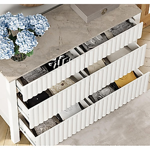 WAMPAT 6 Drawers Nursery Dresser Chest for Bedroom, Baby Dresser Changing Table Wood Closet with Storage Organizer Cabinet with Wide Drawers for Kid's Room Living Room, Nursery,Entryway,White