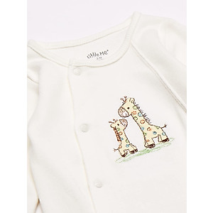 Little Me Unisex Baby 100% Cotton Scratch Free Tag 2-Piece Sleeper, Giraffe, Newborn