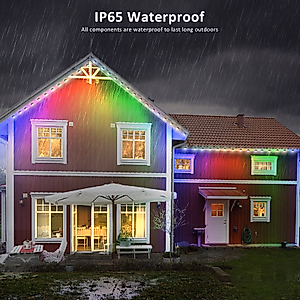 NOVOSTELLA Permanent Outdoor Lights, Smart RainbowColor RGB IC Light, 100ft (50x2) with 80 LED Eaves Lights IP65 Waterproof for Holidays, Christmas, Daily Lighting, WiFi APP Voice Control
