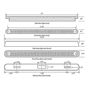 Grand General 76290 Amber 12" 19-LED Sealed Light Bar with Chrome Base and 3 Wires for Dual Function