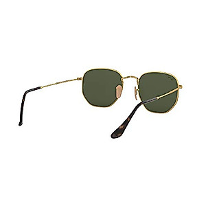 Ray-Ban RB3548N Hexagonal Flat Lens Sunglasses, Gold/G-15 Green, 54 mm
