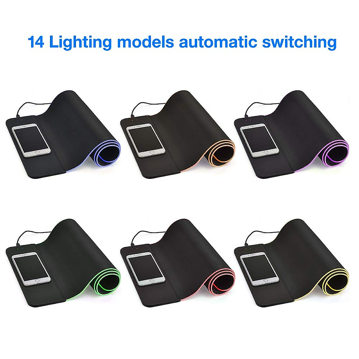 RGB Gaming Wireless Charging Black Mouse Pad,31.5x12 Inch Large and Long 10W Fast Wireless Charger Extended Mousepad XL LED Mouse Pad for PC/Computer/Laptop