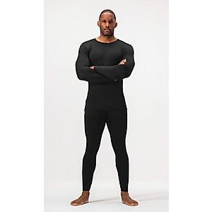 DEVOPS Men's Thermal Underwear Long Johns Set with Fleece Lined (Medium, Black)