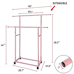 Fishat Pink Double Rod Garment Rack & Simple Garment Rack