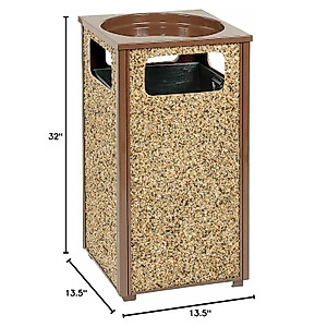 Global Industrial Stone Panel Trash Sand Urn, 13-1/2" Square X 32" H, Brown