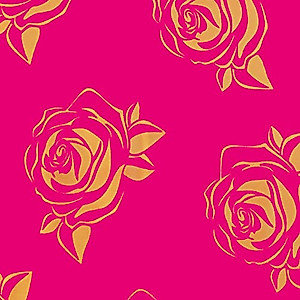InfinitePack Large 12"x15"(100pcs) Golden Roses Printed on Pink Thank You Merchandise Bags , Die Cut Handles, Retail Shopping Bags for Boutique, Goodie Bags, Gift Bags Bulk, Favors, 1.5 Mil Reusable Plastic Bags