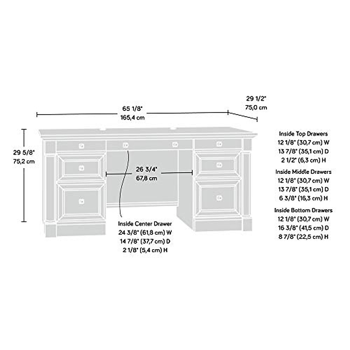 Sauder Palladia Executive Desk, Vintage Oak finish