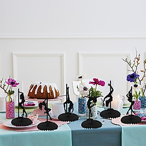 6 PCS Pole Dance Girl Honeycomb Table Centerpiece Black Glitter Pole Dancing Party Table Toppers Honeycomb Centerpieces for Bachelorette Bridal Shower Birthday Party Table Decorations Supplies