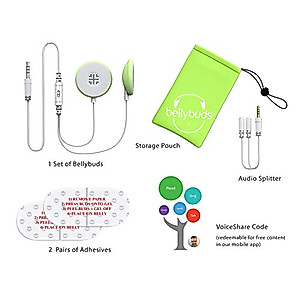 Wavhello BellyBuds Baby Bump Headphones - Prenatal Belly Speakers for Women During Pregnancy, Safely Play Music, Sounds, and Voices to Your Baby in The Womb - Green