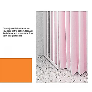 Clothing Store Fitting Room Curtain Whtie Frame, Portable Temporary Mobile Privacy Protection Dressing Room, Foldable Mall Simple Changing Room and Display Rack, 200x95x95cm (Pink)