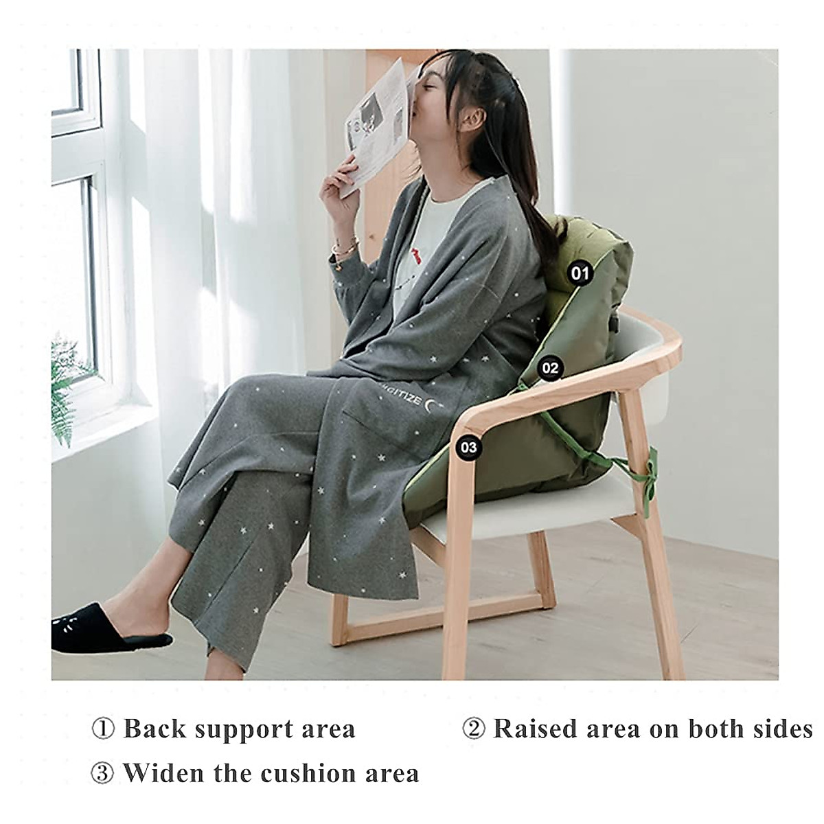 WUYU Chair Cushion Seat Cushion for Office Backrest Chair Plush Desk Seat Linen Fabric Relax Lazy Buttocks (Blue,15.7x18.8in)