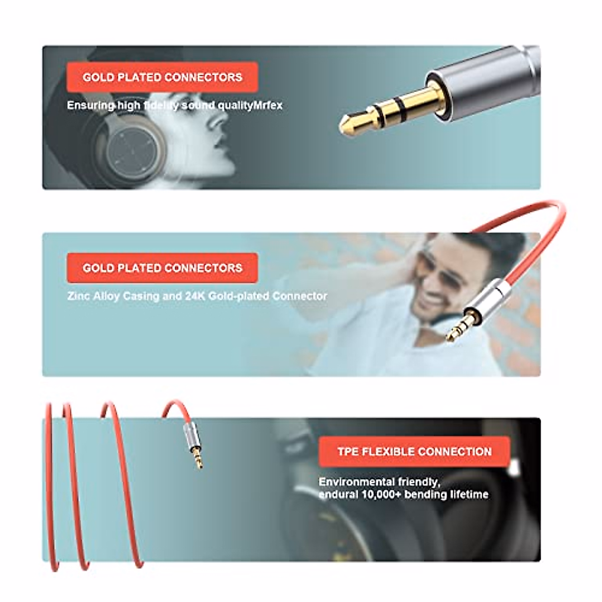 Tobysome 3.5mm Aux Stereo Audio Cable Extension Cord Replacement for Beats Solo Studio Mixr Headphones,Compatible with Skullcandy Crusher, Hesh 3, Hesh 2, Hesh, Venue, Grind Headphones (10ft)