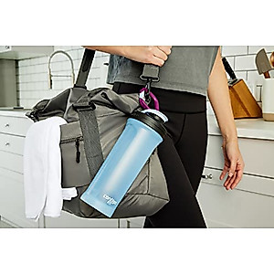 Contigo Fit Shake & Go 2.0 Shaker Bottle with Leak-Proof Lid, 28oz Gym Water Bottle with Whisk and Carabiner Handle, Dishwasher Safe Mixer Bottle, 2-Pack Periwinkle & Sake