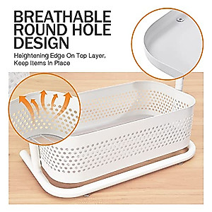 KINGRACK Bathroom Counter Organizer, 3 Tier Rotating Bathroom Storage Organizer, Vanity Tray Organizer for Bathroom Countertop, Kitchen Spice Rack,White