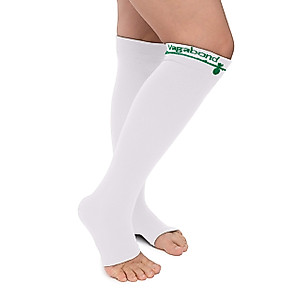 Vagabond 3XL and 2XL Wide Calf Toeless Compression Socks -15-20 mmHg for Fatigue, Pain, Leg Swelling, Comfy Compression (White, 3X-large)