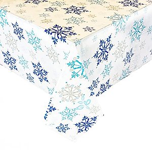 DECOSTYLE, Premium Disposable Table Cover, Frozen, elsa, Snowflake, Crystal, Parties, Winter Theme, Plastic, Birthday Party, Rectangular Decorations, Tablecloth, Table Cloths 54 Inch x 108 Inch