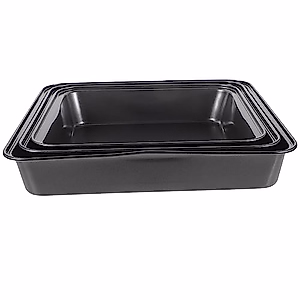 IMIKEYA 3pcs Toaster Oven Pan Square Baking Dish Bread Container Loaf Pan Sheet Cake Pan Roaster Pan Steel Pizza Pan Metal Design Baking Tray Pizza Baking Tray Pizza Plate Square Plate Set