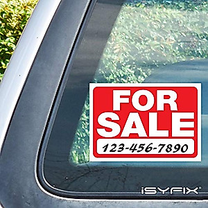 iSYFIX For Sale Signs Stickers – 2 Pack 10x7 Inch – Premium Self-Adhesive Vinyl, Decal, Indoor & Outdoor Red